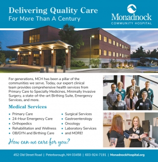 Delivery Quality Care, Monadnock Community Hospital, Peterborough, NH