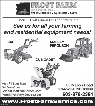Sales - Service - Equipment - Parts, Frost Farm Service, Inc ...