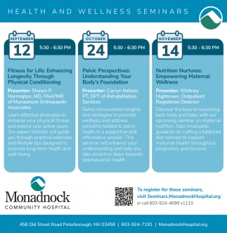 Health And Wellness Seminars, Monadnock Community Hospital ...