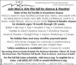 Join MoCo Arts This Fall For Dance & Theatre!, Moco Arts, Keene, NH